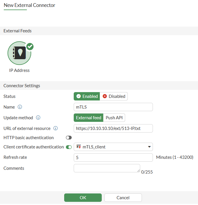 GUI support for mTLS of threat feed connections 7.6.3 | FortiGate / FortiOS 7.6.0 | Fortinet ...